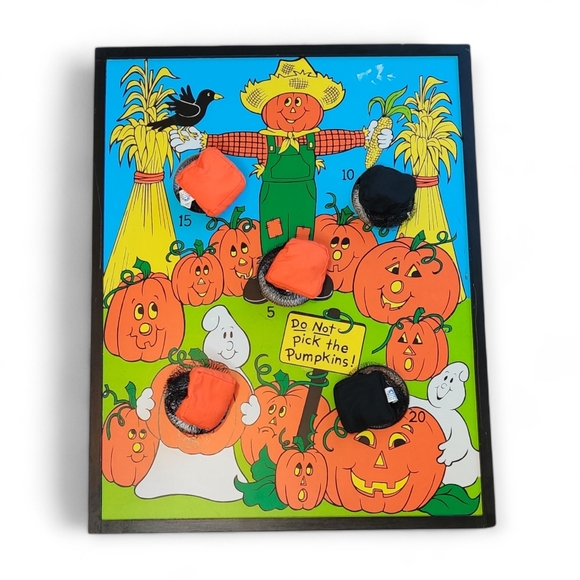 Vintage | Games | Vintage Halloween Scarecrow Pumpkin Patch Cornhole ...